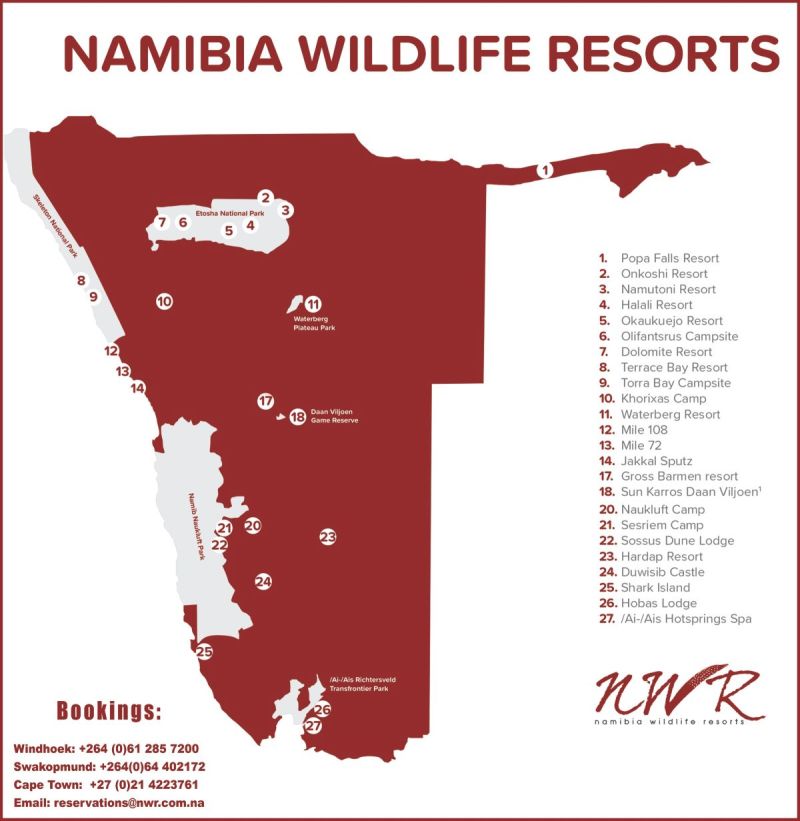 Namibia Wildlife Resorts: Zones: 1 10 18 21 27 37 44 45 46 50 54 59 60 ...